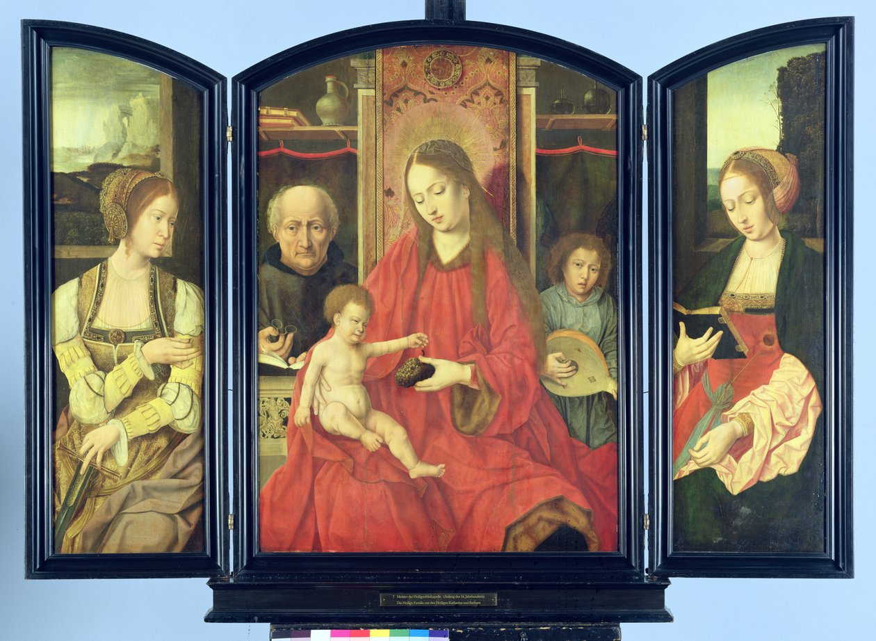 Die Heilige Familie mit St. Katharina und St. Barbara, Triptychon